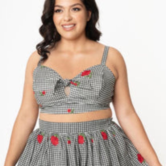 Unique Vintage | Tops | Unique Vintage Plus Size Black Gingham Red ...